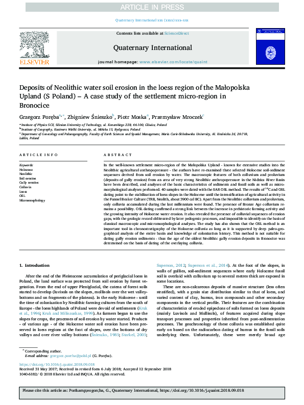 (PDF) Deposits of Neolithic water soil erosion in the loess region of ...