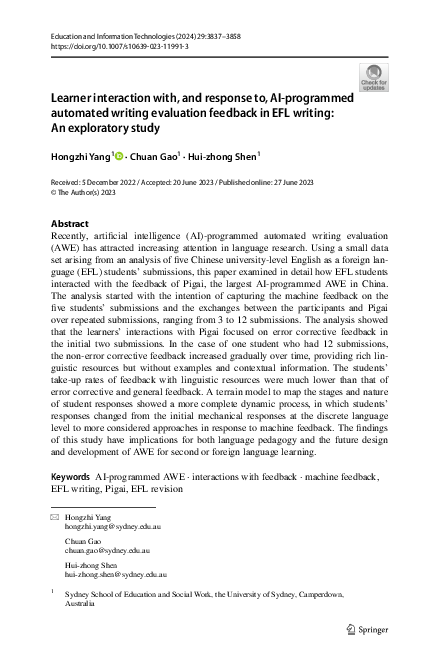 (PDF) Learner interaction with, and response to, AI-programmed ...