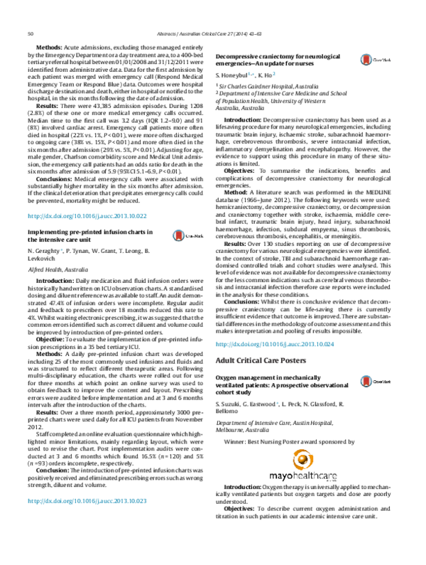 (PDF) Implementing pre-printed infusion charts in the intensive care unit