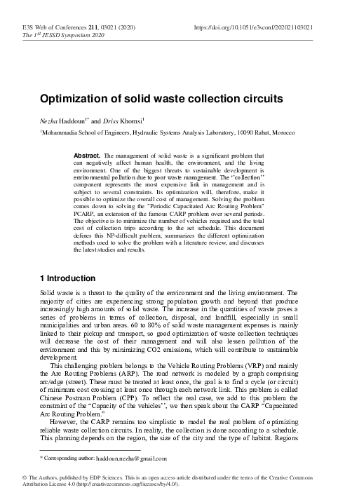 (PDF) Optimization of solid waste collection circuits