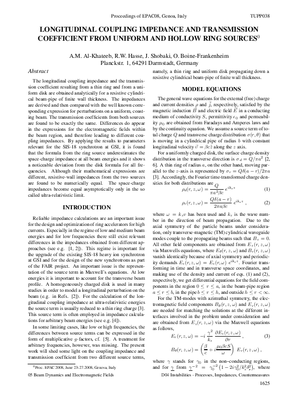 (PDF) On the Longitudinal Coupling Impedance and Transmission ...