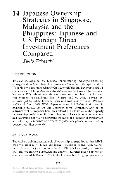 (PDF) 4 Japanese Ownership Strategies in Singapore, Malaysia and the ...