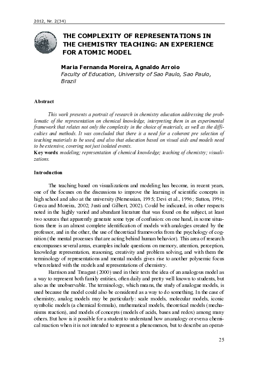 (PDF) The Complexity of Representations in the Chemistry Teaching: An ...