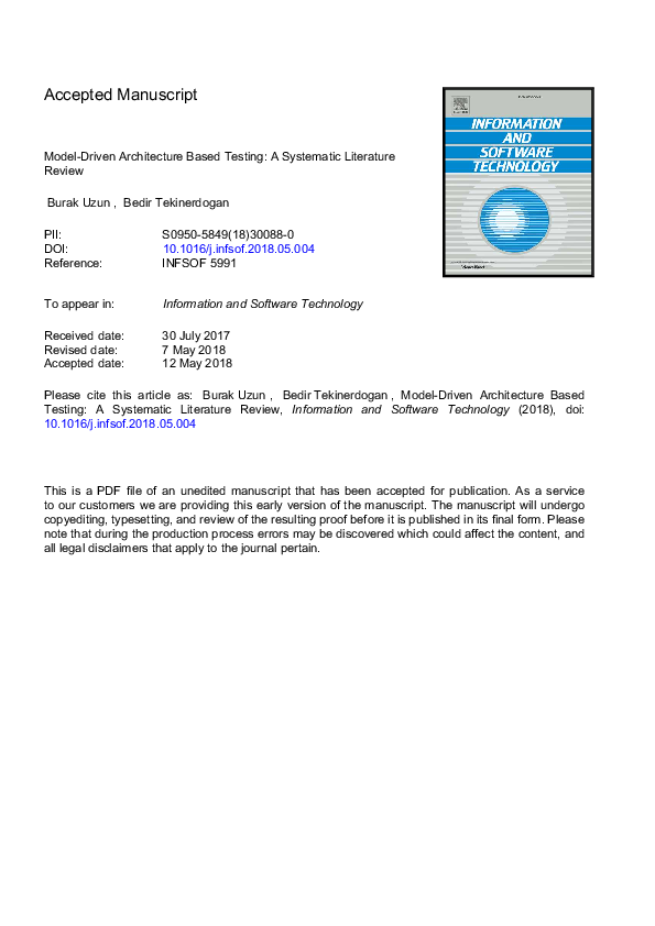 Pdf Model Driven Architecture Based Testing A Systematic Literature