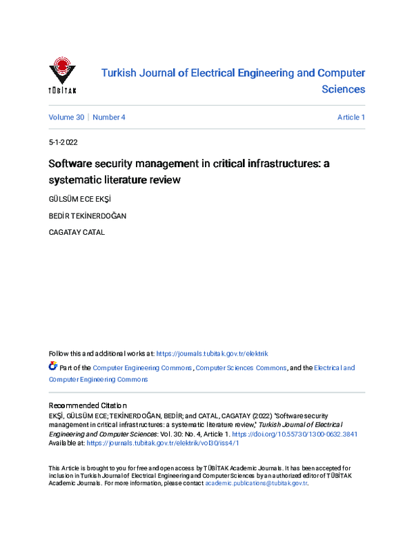 (PDF) Software security management in critical infrastructures: a systematic literature review