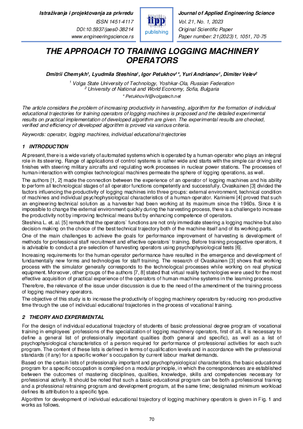 (PDF) The approach to training logging machinery operators