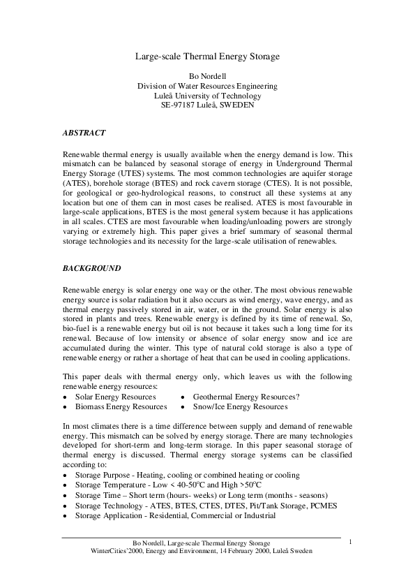 (PDF) Global Warming is Large-Scale Thermal Energy Storage | Bo Nordell ...