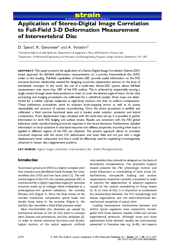 (PDF) Application of Stereo‐Digital Image Correlation to Full‐Field 3‐D ...