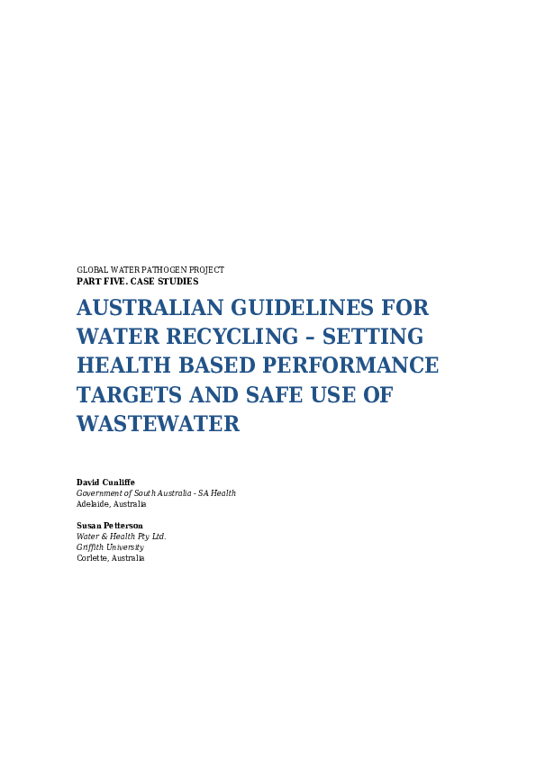 (PDF) Australian guidelines for water recycling – setting health based ...