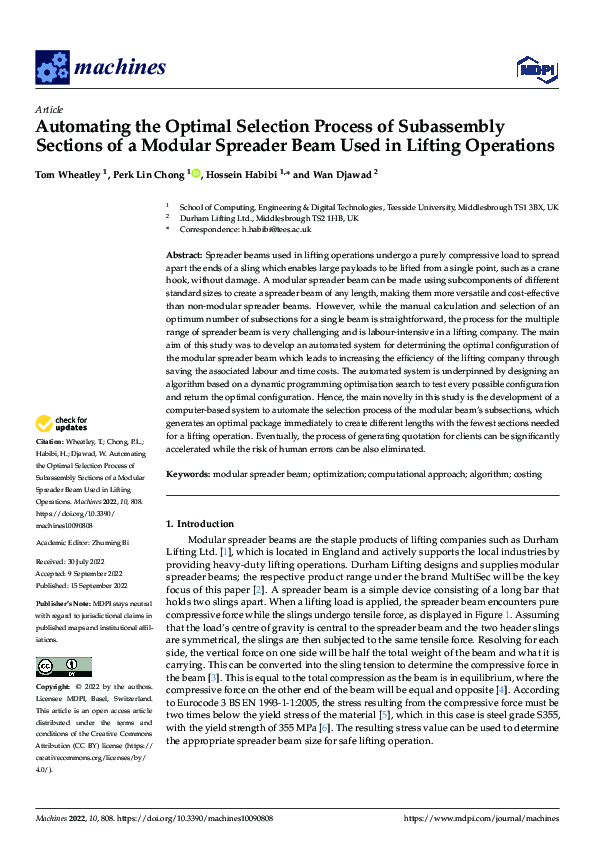 (PDF) Automating the Optimal Selection Process of Subassembly Sections of a Modular Spreader ...