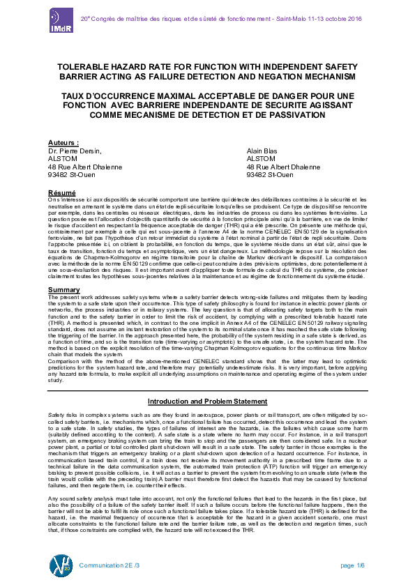 (PDF) Tolerable hazard rate for function with independent safety ...