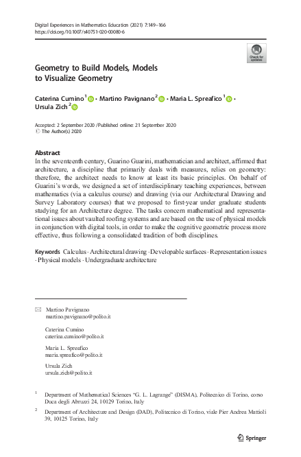 (PDF) Geometry to Build Models, Models to Visualize Geometry | caterina ...