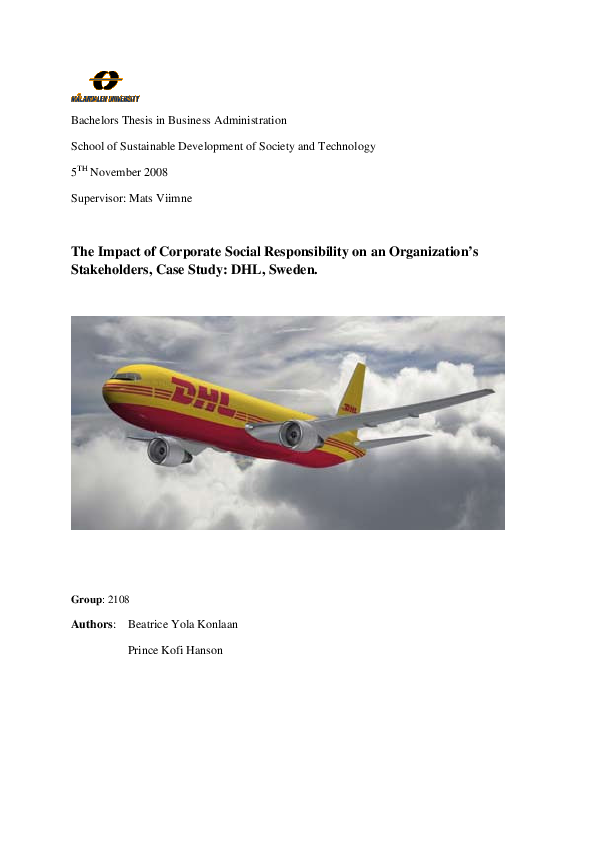 (PDF) The Impact of Corporate Social Responsibility on an Organization’sStakeholders, Case Study ...