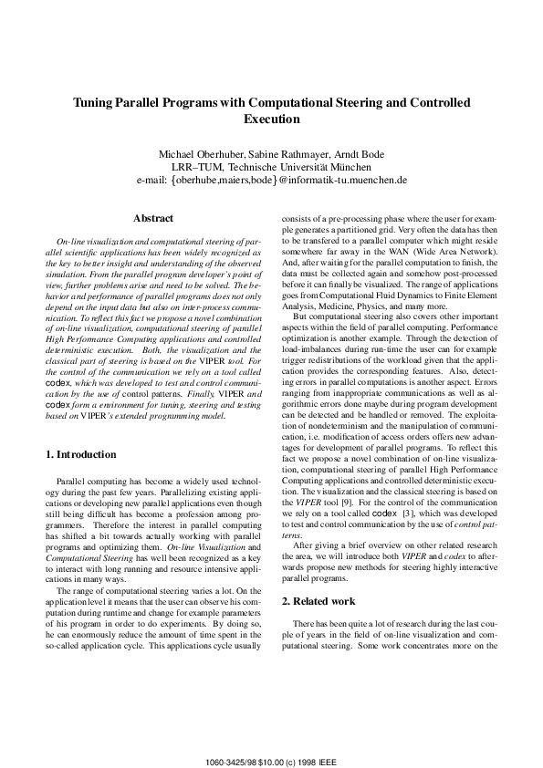 (PDF) Tuning parallel programs with computational steering and controlled execution