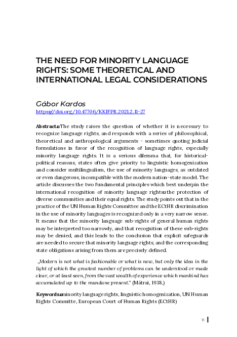 (PDF) The Need for Minority Language Rights: Some Theoretical and ...