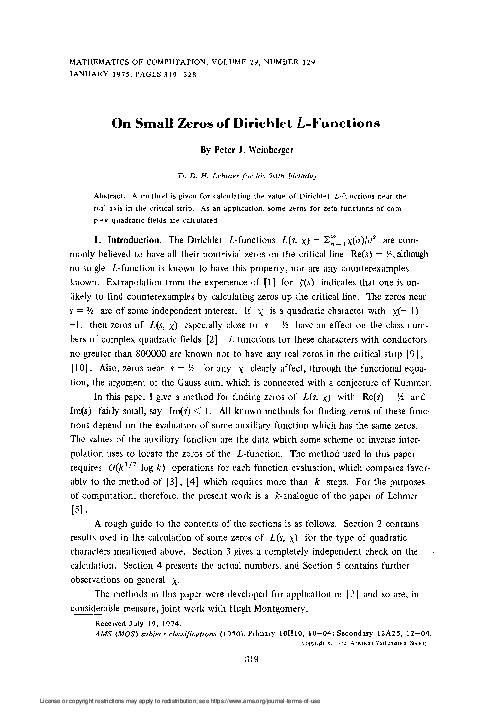 Pdf Calculating Small Zeros Of Dirichlet L Functions