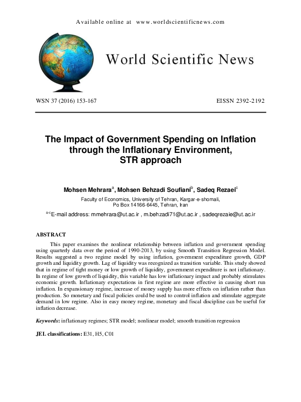 (PDF) The Impact of Government Spending on Inflation through the ...