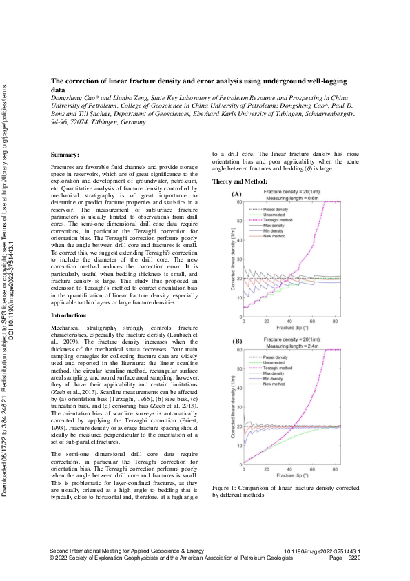 (PDF) The correction of linear fracture density and error analysis using underground well ...