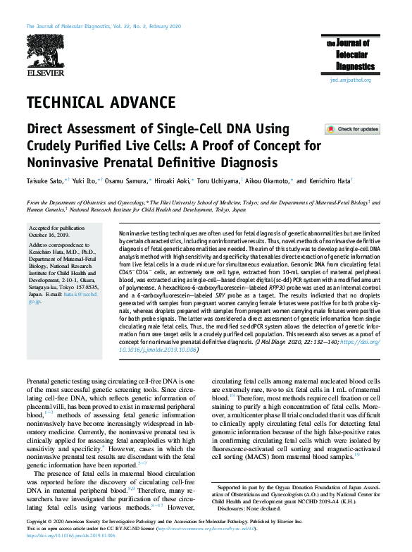 (PDF) Direct Assessment of Single-Cell DNA Using Crudely Purified Live ...