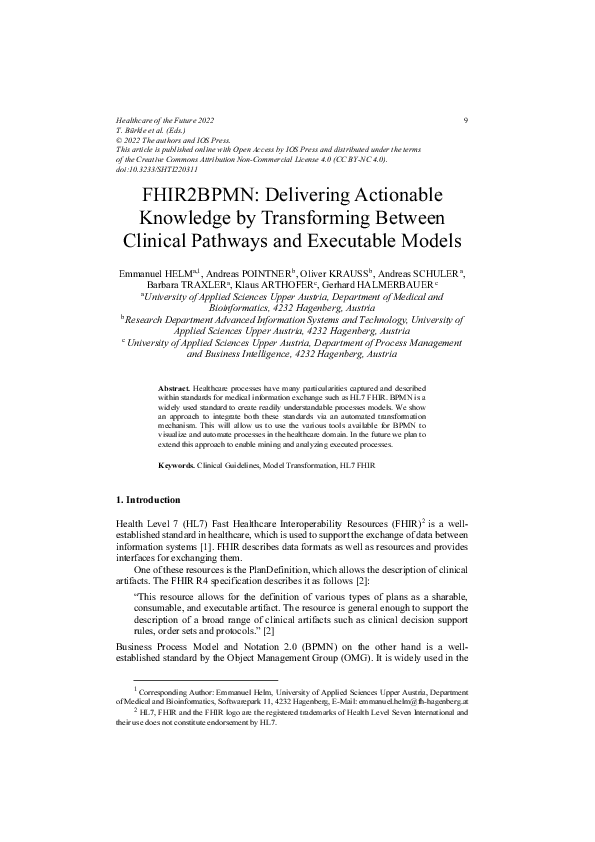 (PDF) FHIR2BPMN: Delivering Actionable Knowledge by Transforming ...