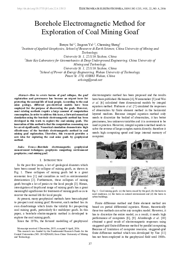 (PDF) On the Borehole Electromagnetic Method for Exploration of Coal Mining Goaf