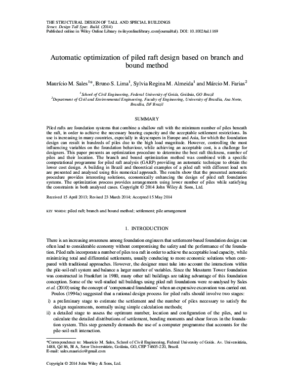 (PDF) Automatic optimization of piled raft design based on branch and bound method