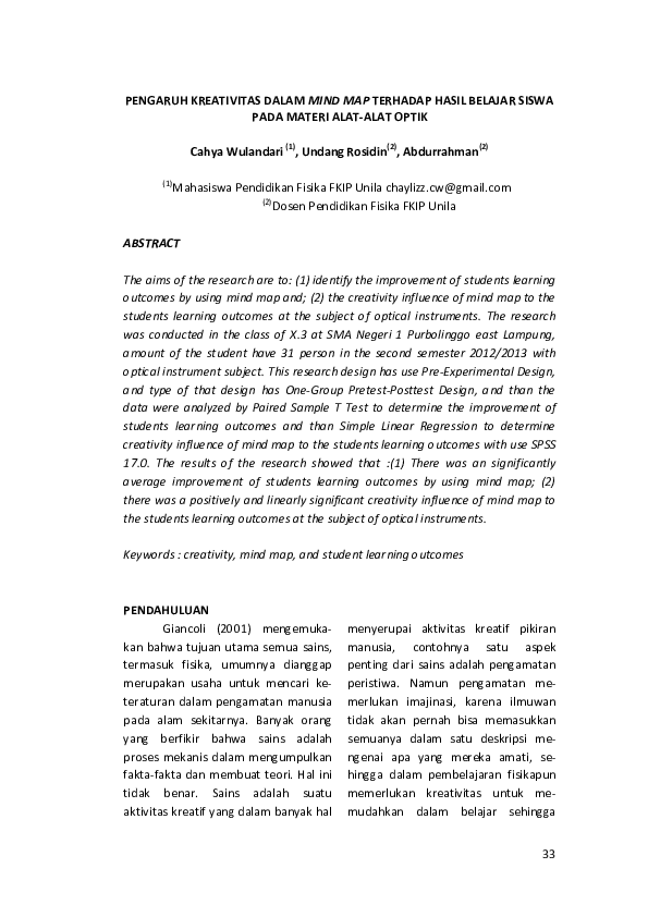 (PDF) Pengaruh Kreativitas Dalam Mind Map Terhadap Hasil Belajar Siswa ...