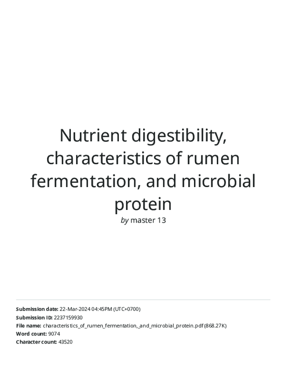 (PDF) Nutrient digestibility, characteristics of rumen fermentation, and microbial protein