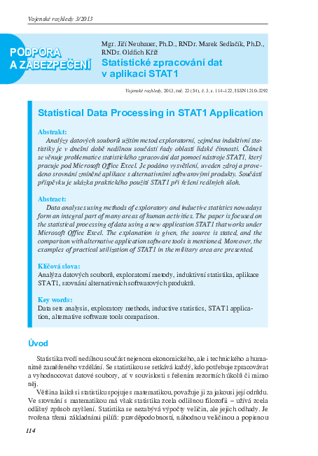 (PDF) Statistical Data Processing in STAT1 Application