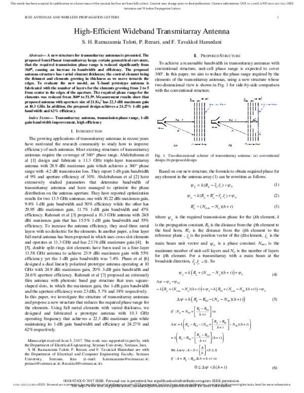 (PDF) High-Efficient Wideband Transmitarray Antenna | Pejman Rezaei ...