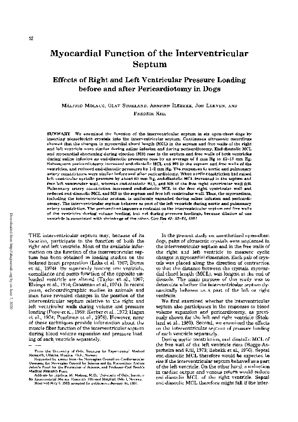 (PDF) Myocardial function of the interventricular septum. Effects of ...