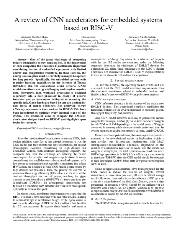 (PDF) A review of CNN accelerators for embedded systems based on RISC-V