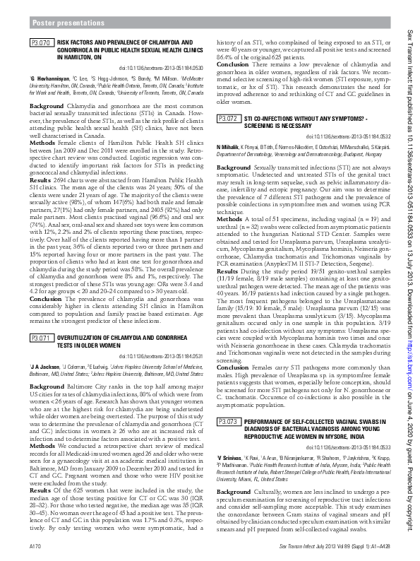 (PDF) P3.073 Performance of Self-Collected Vaginal Swabs in Diagnosis of Bacterial Vaginosis ...