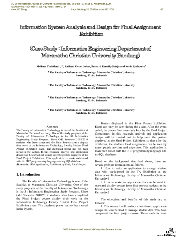 (PDF) Information System Analysis and Design for Final Assignment ...