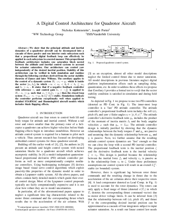 (PDF) 1 A Digital Control Architecture for Quadrotor Aircraft