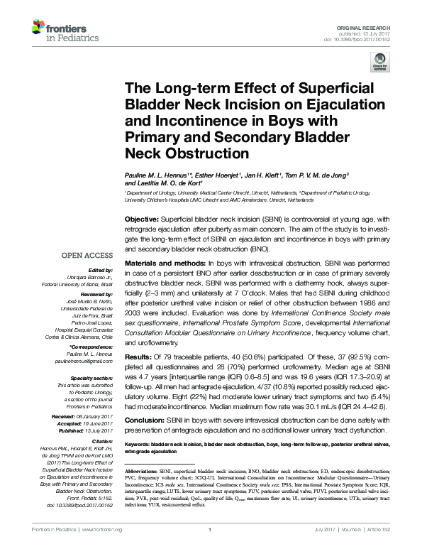 (PDF) The Long-term Effect of Superficial Bladder Neck Incision on ...