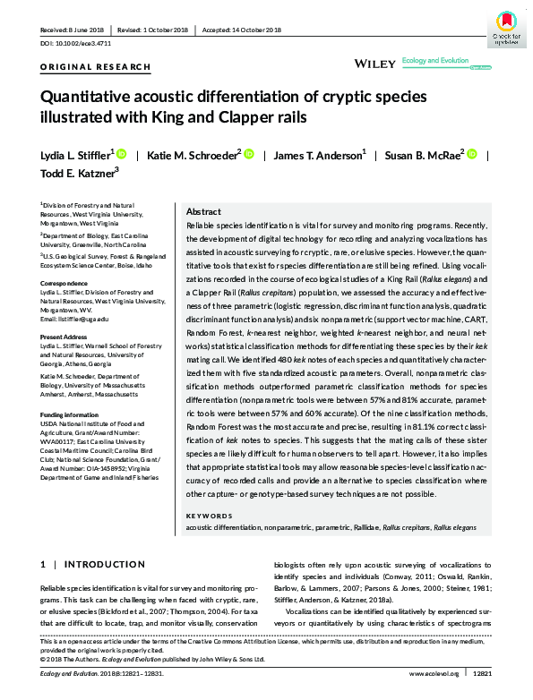 (PDF) Quantitative acoustic differentiation of cryptic species ...