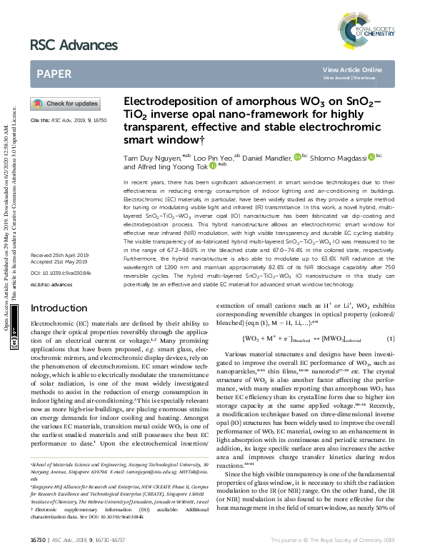 (PDF) Electrodeposition of amorphous WO 3 on SnO 2 –TiO 2 inverse opal ...
