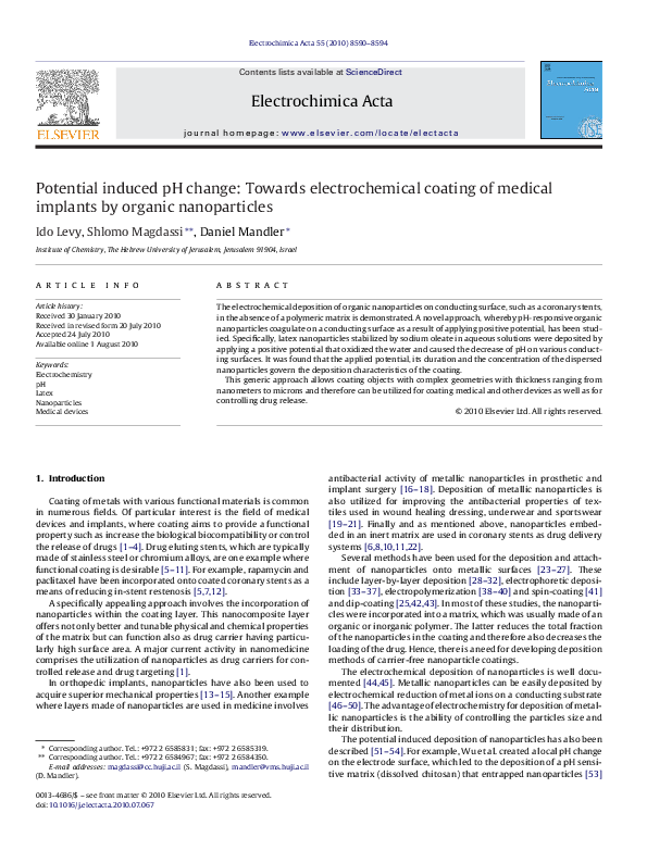 (PDF) Potential induced pH change: Towards electrochemical coating of ...