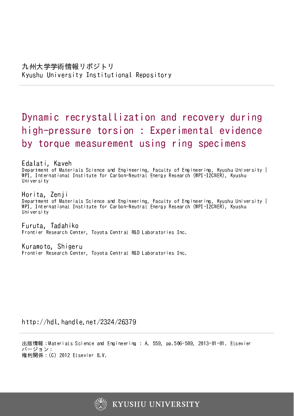 (PDF) Dynamic recrystallization and recovery during high-pressure ...