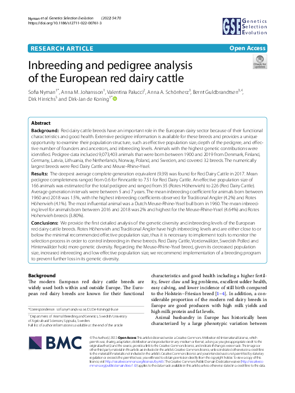 (PDF) Inbreeding and pedigree analysis of the European red dairy cattle