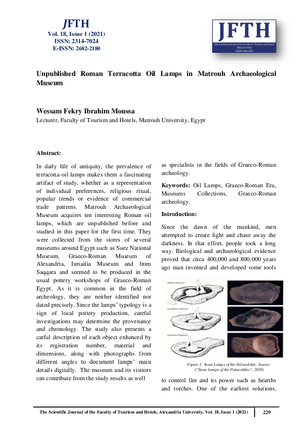 (PDF) Unpublished Roman Terracotta Oil Lamps in Matrouh Archaeological ...