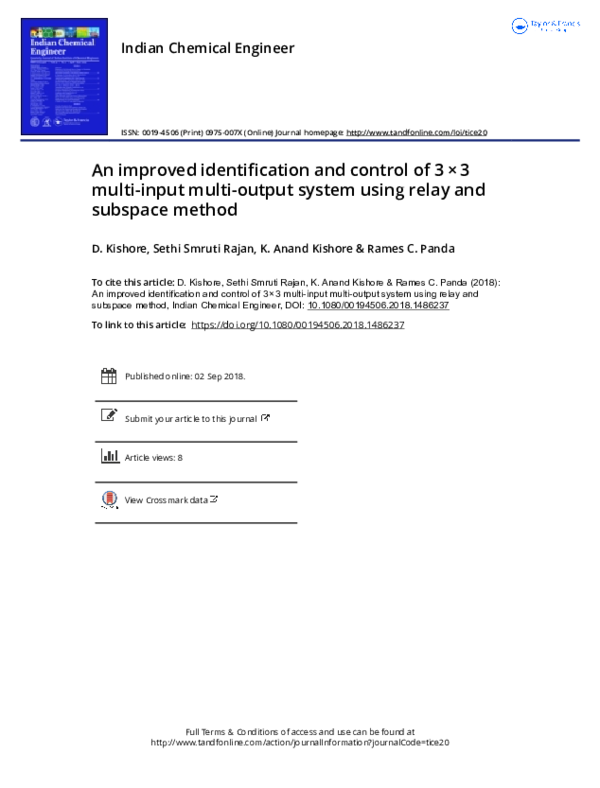 (PDF) An improved identification and control of 3 × 3 multi-input multi-output system using ...