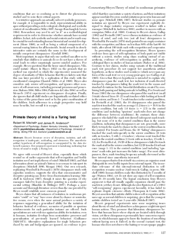 (PDF) Primate theory of mind is a Turing test