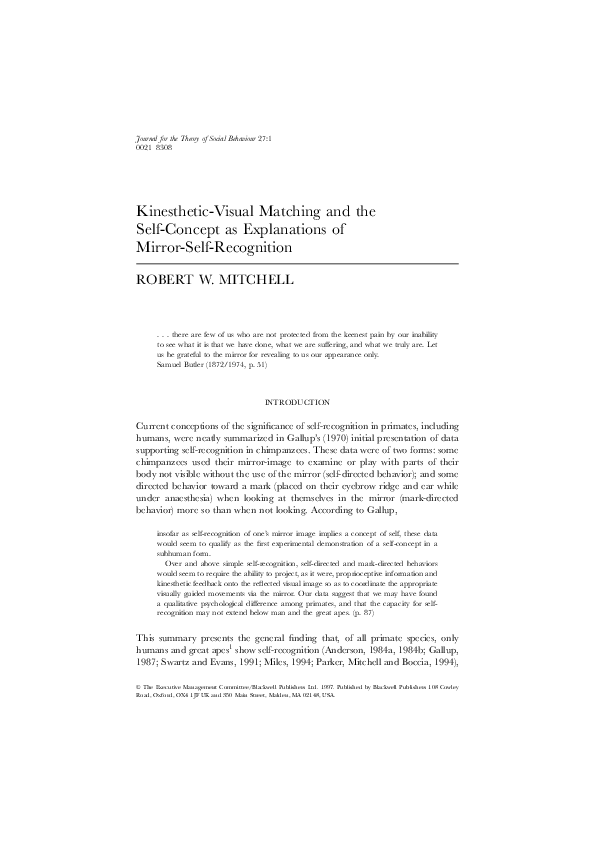 (PDF) Kinesthetic-Visual Matching and the Self-Concept as Explanations ...