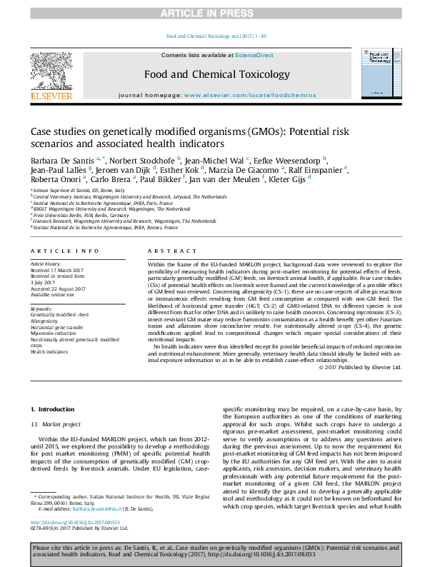 (PDF) Case studies on genetically modified organisms (GMOs): Potential ...