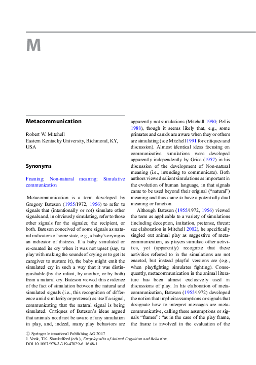 (PDF) Metacommunication