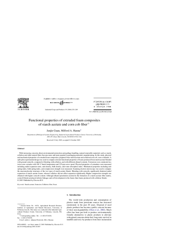 (PDF) Functional properties of extruded foam composites of starch ...