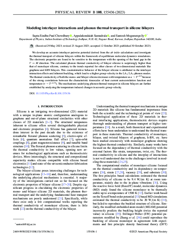 (PDF) Modeling interlayer interactions and phonon thermal transport in ...