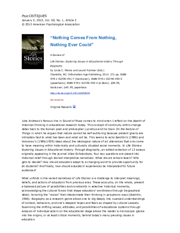 (PDF) “Nothing comes from nothing, nothing ever could”